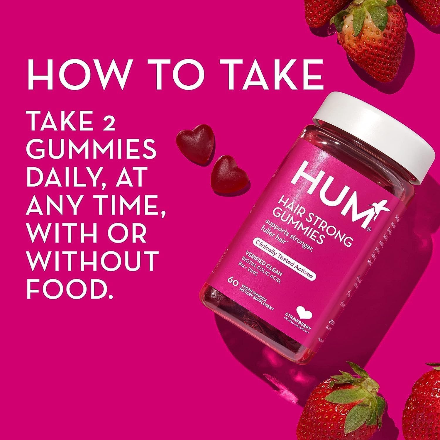 HUM Hair Strong Gummies Supplement 50 Vegan Gummies STRAWBERRY – arenade.ph