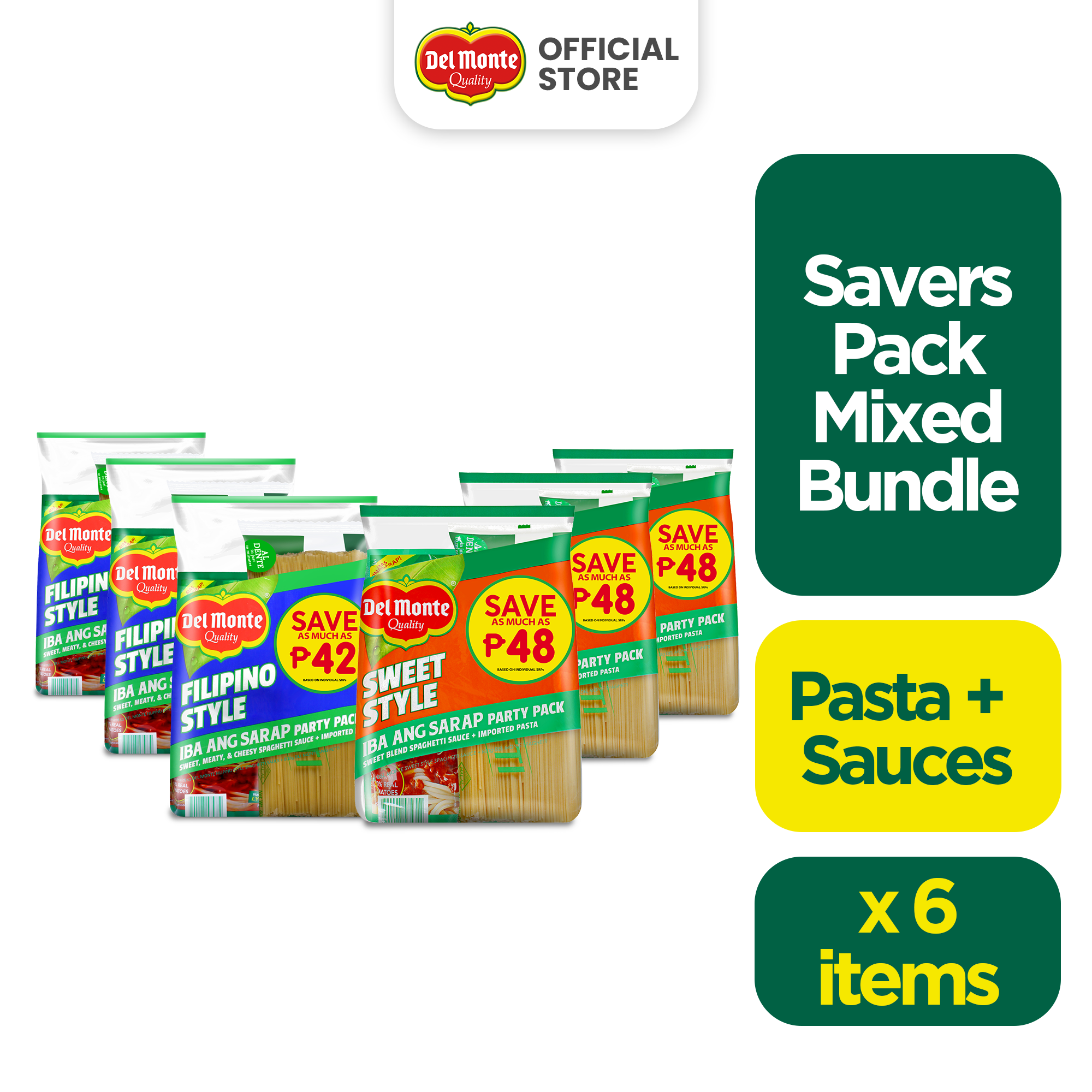 DEL MONTE Sarap Savers Pack - Mixed x 6 items (Spaghetti Sauce + Pasta)