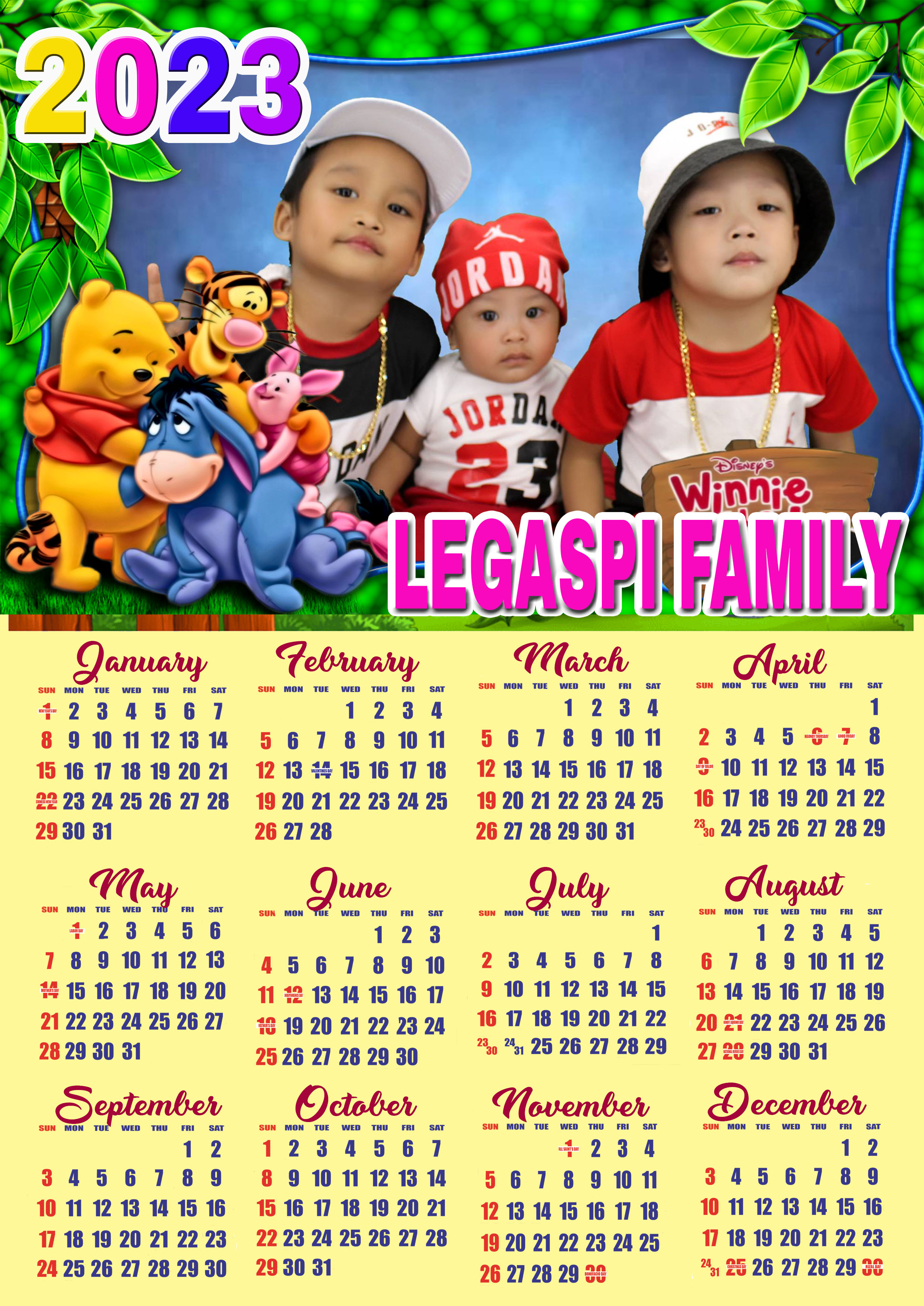 PERSONALIZED 20223 CALENDARS A4 SIZE