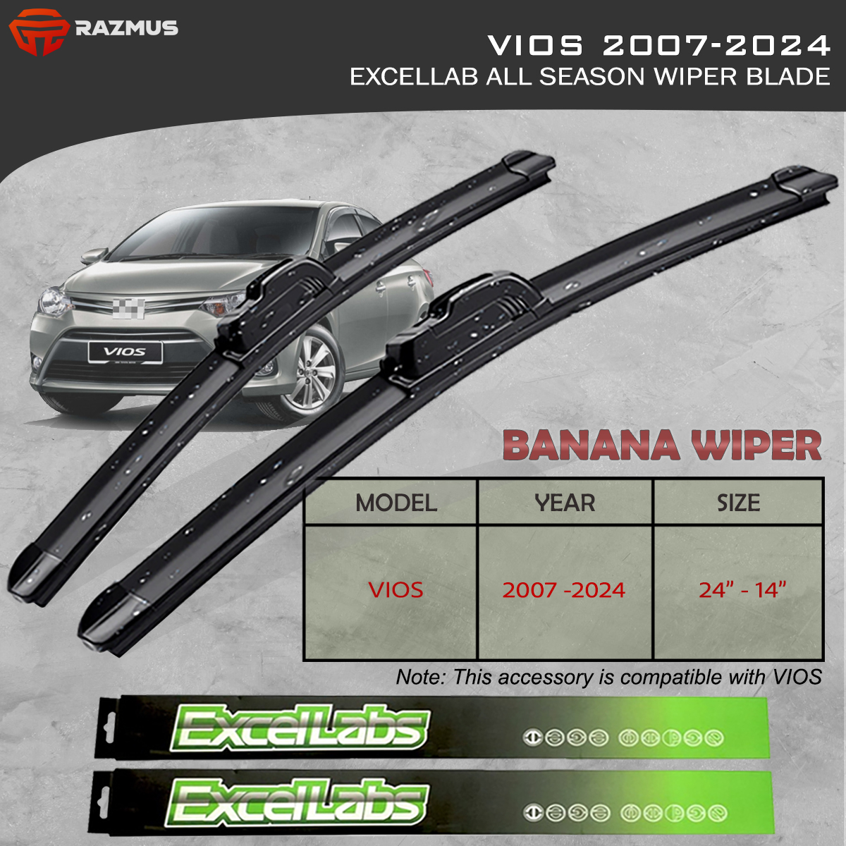 Shop Toyota Vios Gen 2 Wiper Blade online | Lazada.com.ph