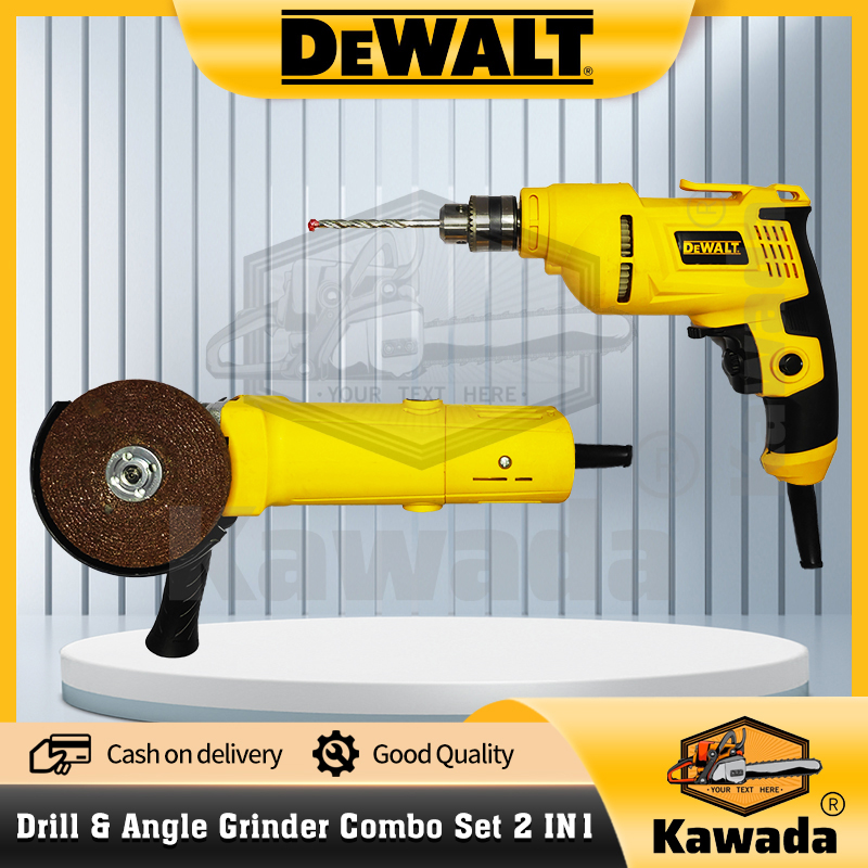 DeWALT 2 Pcs Grinder With Drill Set（Yellow )