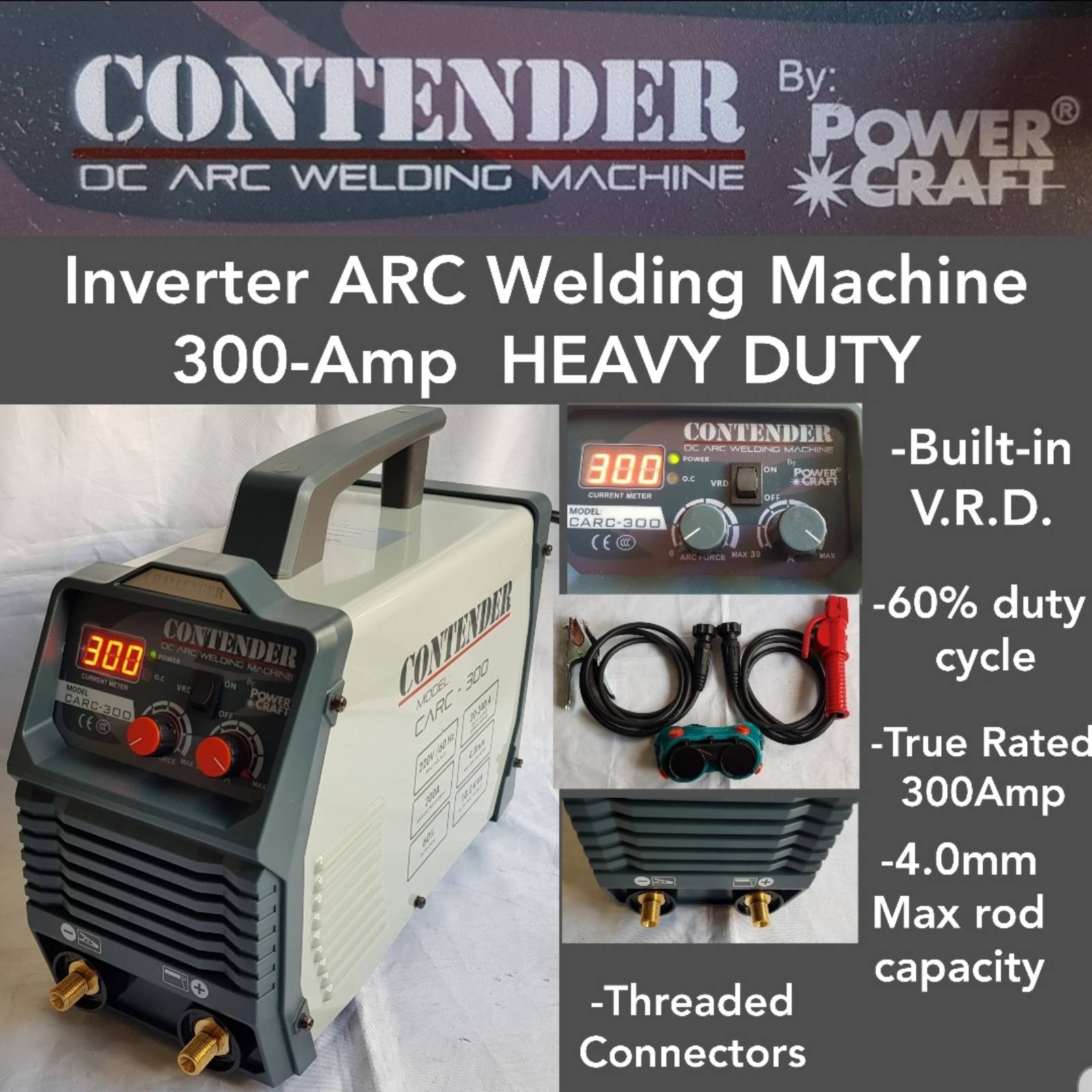 CONTENDER Portable Inverter Type Welding Machine 300-Amp with ...