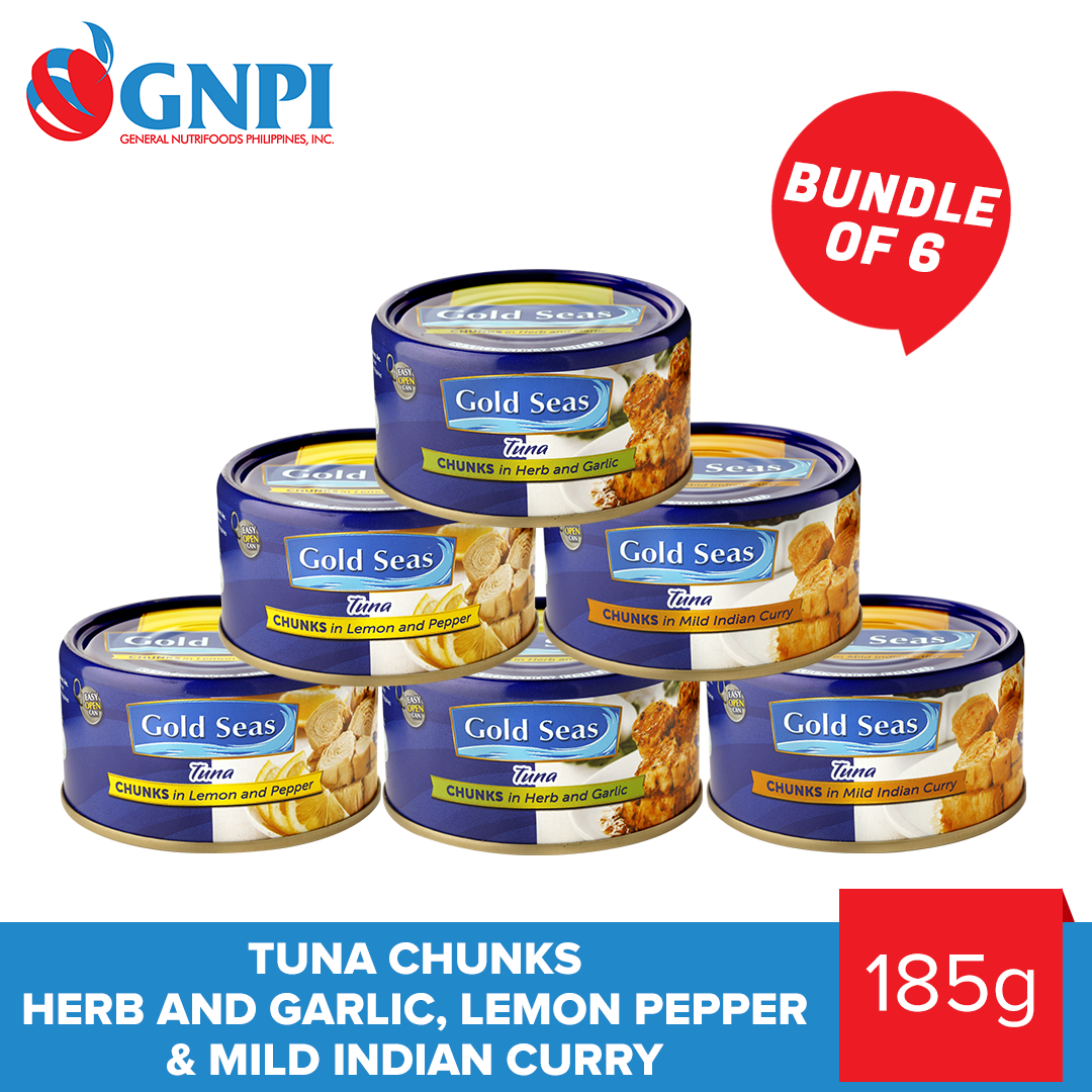 Gold Seas Tuna Chunks 185g Bundle of 6 Flavors (Herb Garlic I Lemon ...