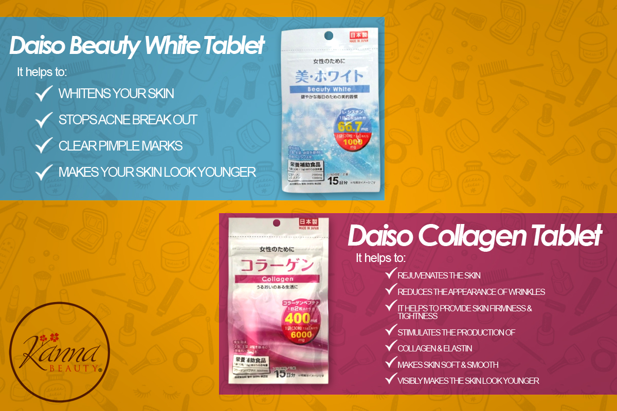 Daiso Collagen (15 Days) and Daiso Beauty White (15 Days) | Whitening ...