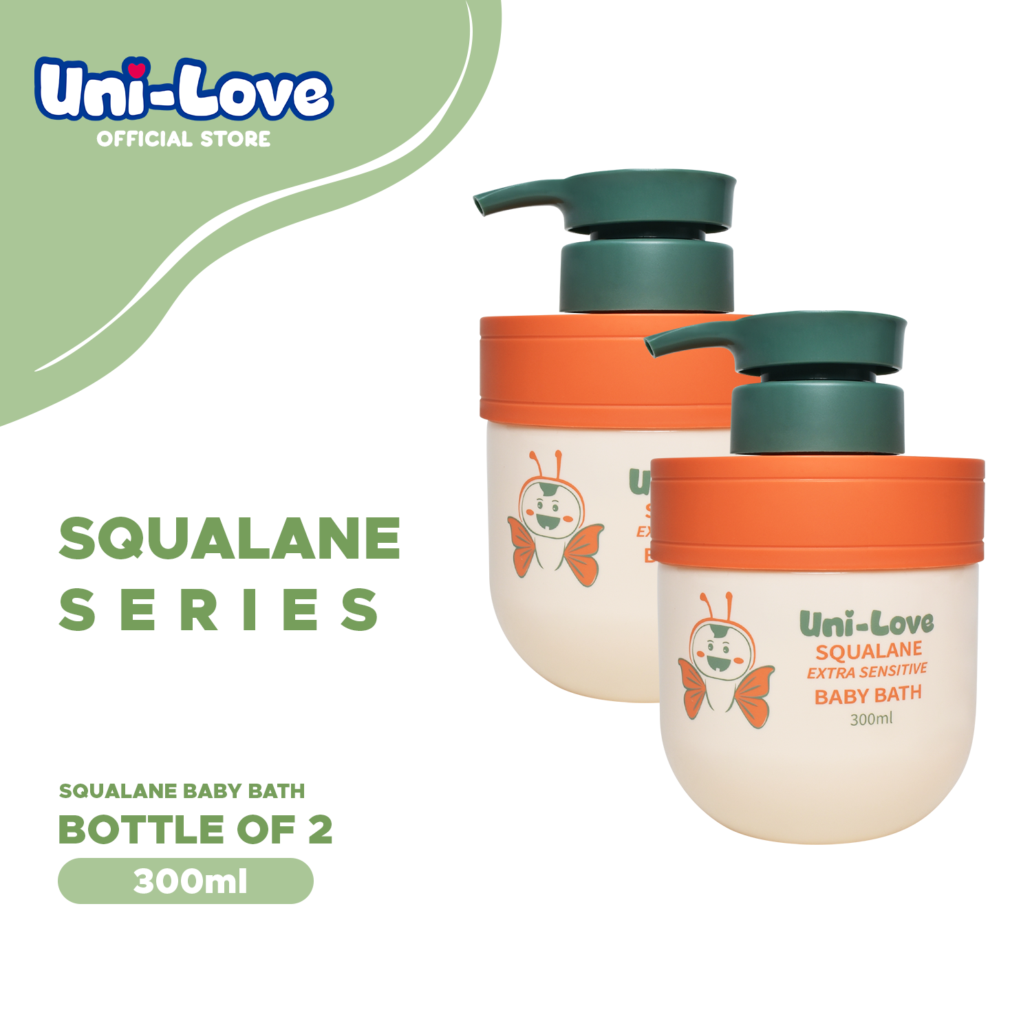 UniLove Squalane Extra Sensitive Baby Bath 300ml Bottle of 2