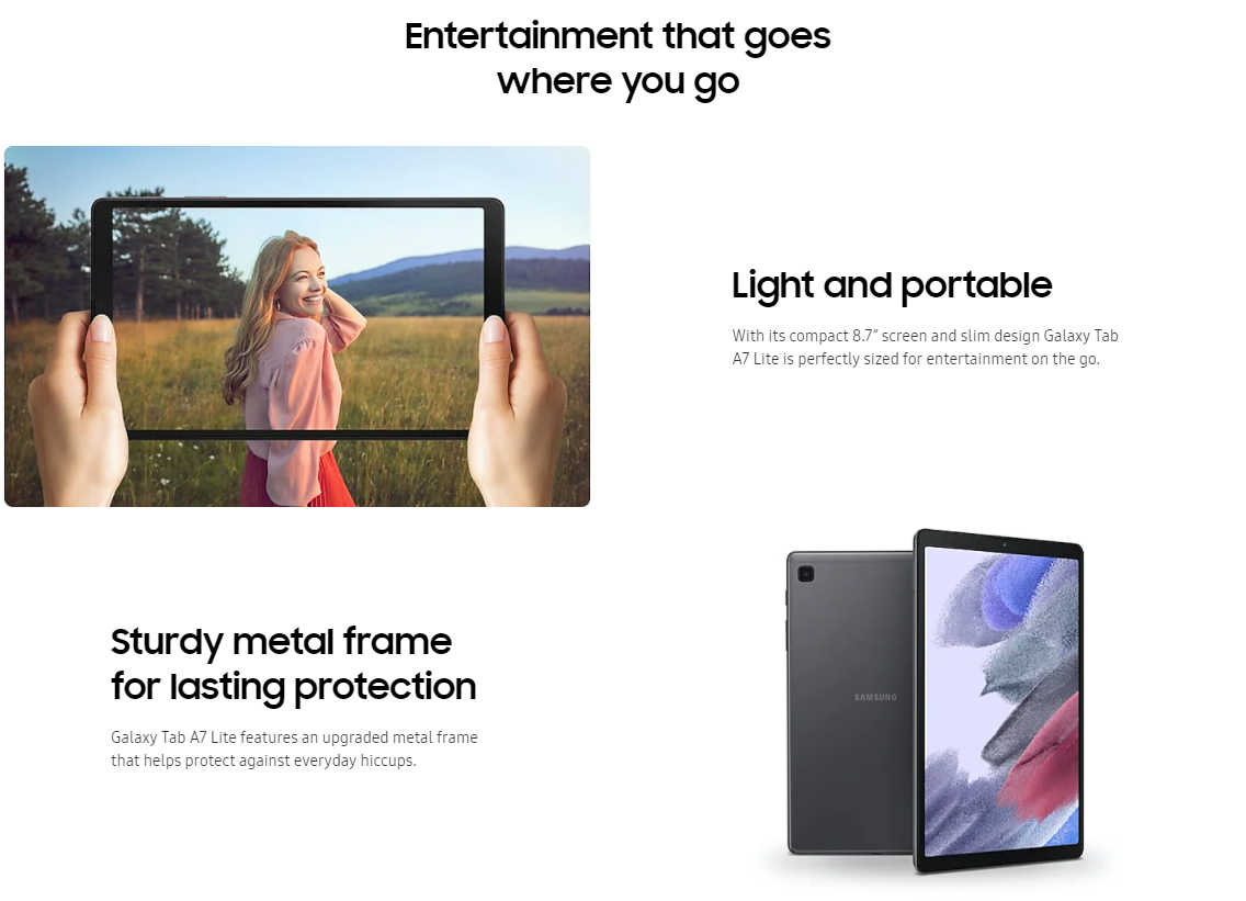 Samsung Galaxy Tab A7 Lite Internal 32GB 3GB RAM 8.7 WXGA Display TFT 5100mAh Battery | Lazada PH