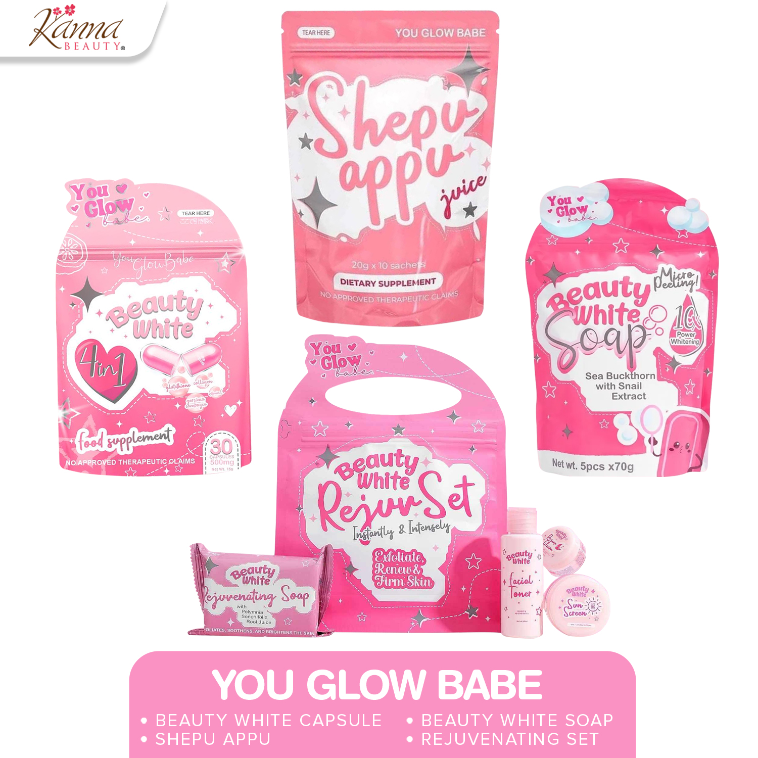 You Glow Babe YGB Beauty White Capsule Variations | Shepu Appu, Beauty ...