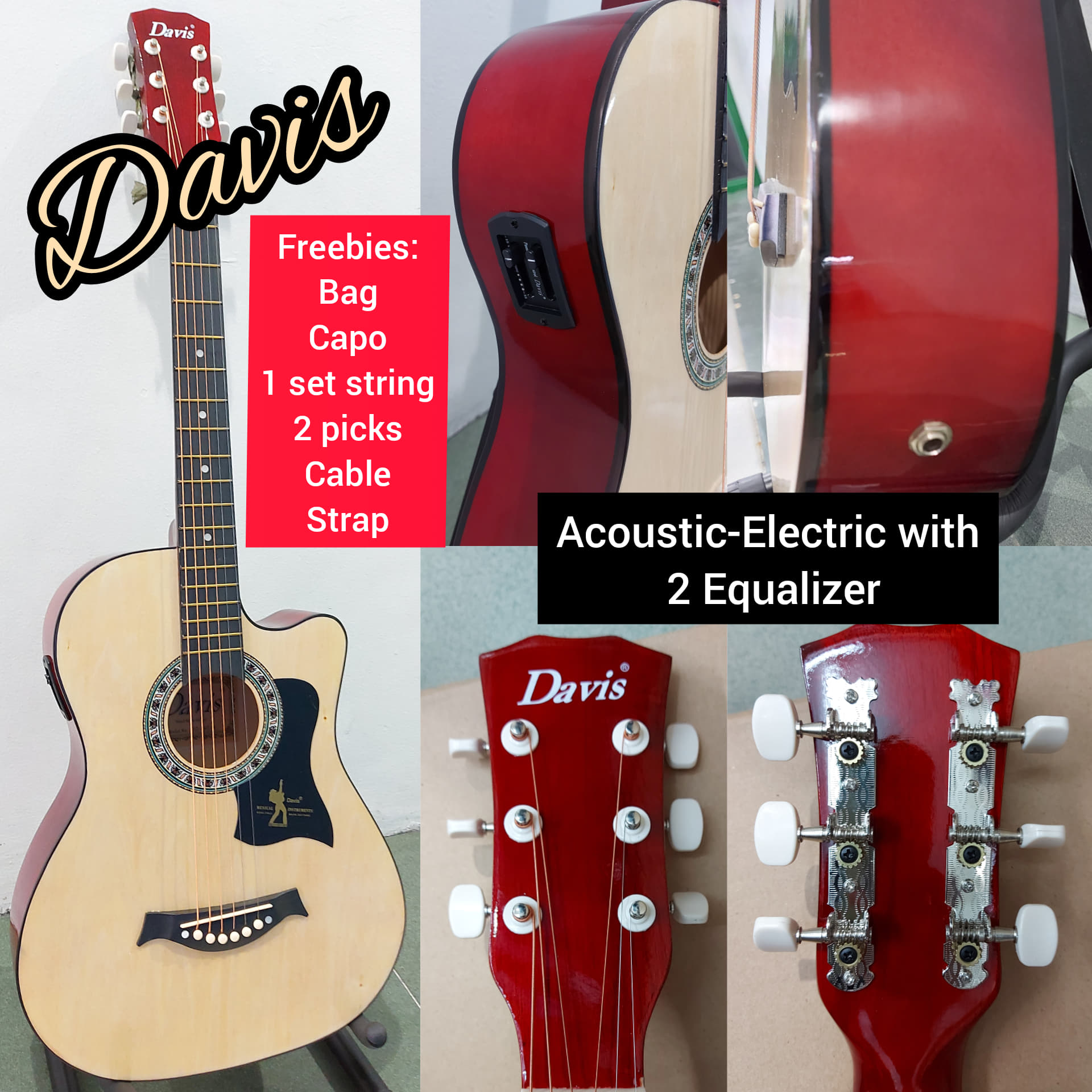 Acoustic-electric Guitar W/ 2 Equalizer ( Standard Size)