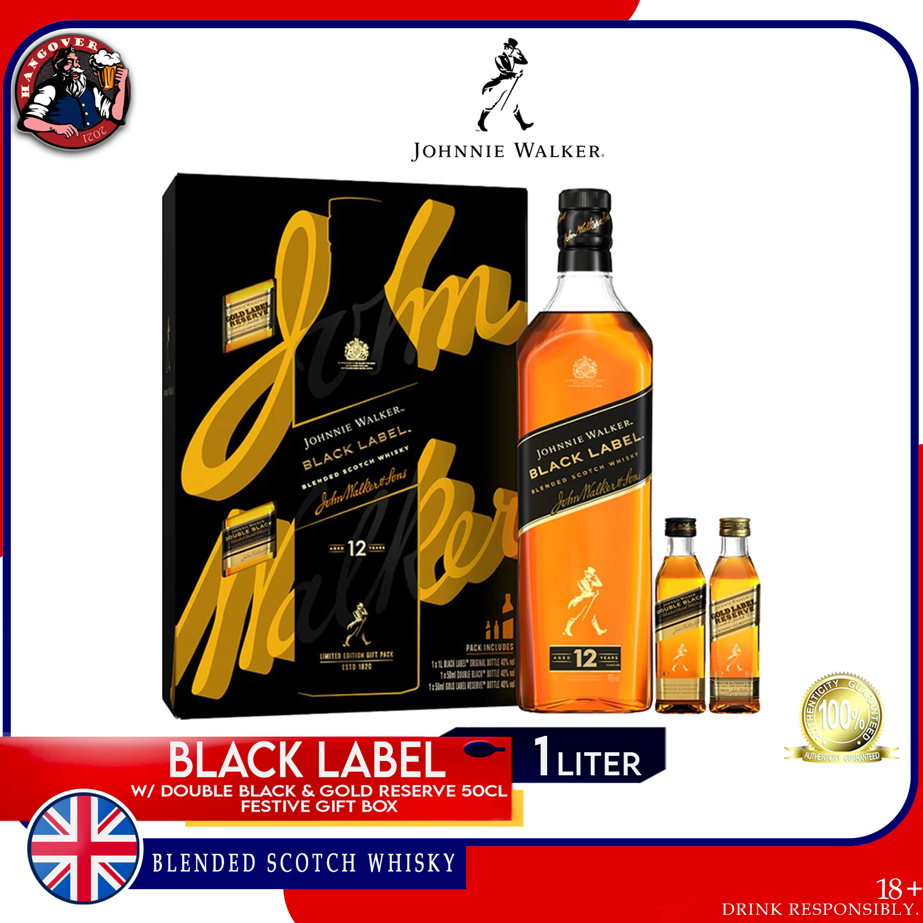 Johnnie Walker Double Black Label 1 Liter Gift Box