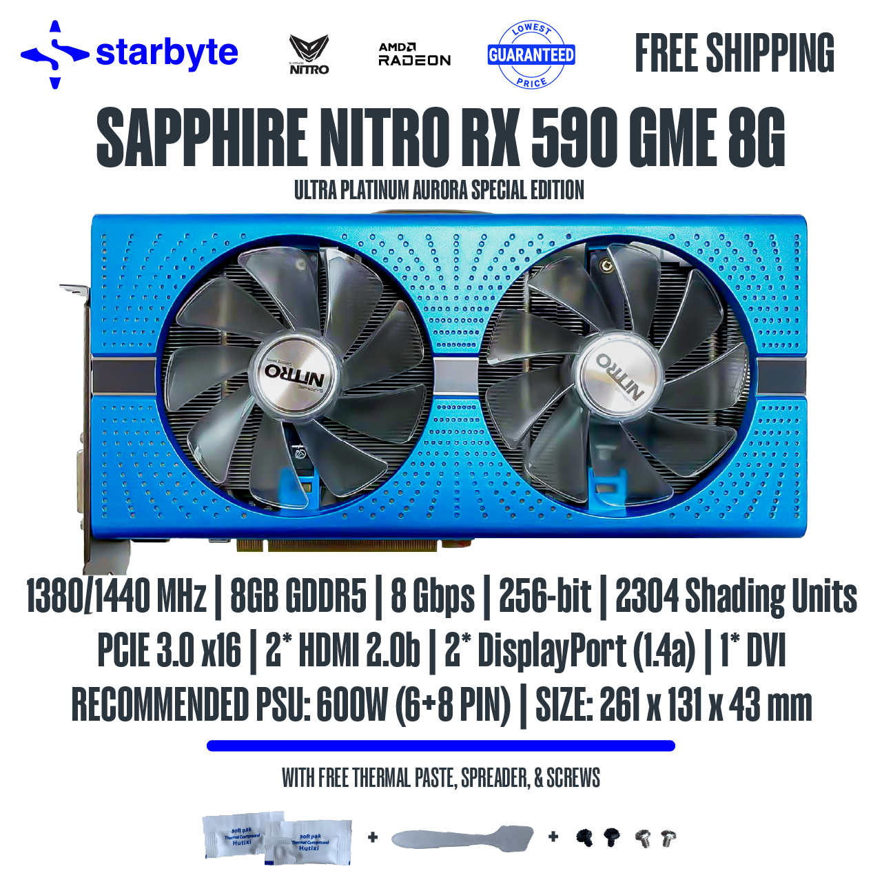 Sapphire NITRO AMD RX590 8GB GME GDDR5 PCIe X16 Graphic