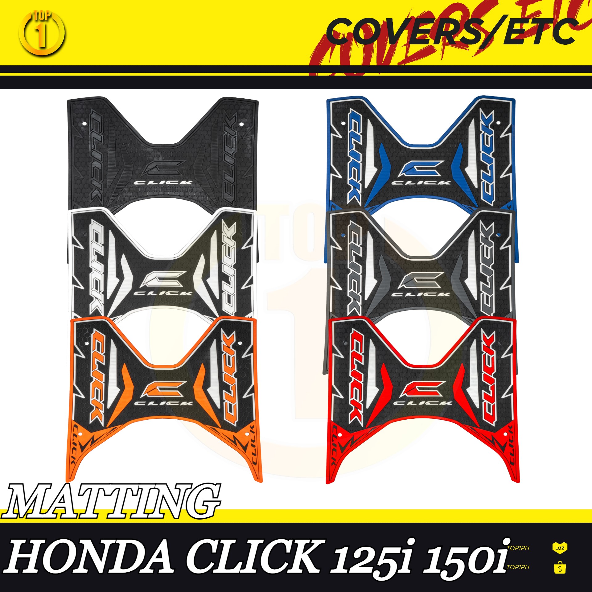 TOP1 Pure Rubber Footboard Matting For Honda Click V1 V2 125i 150 ...