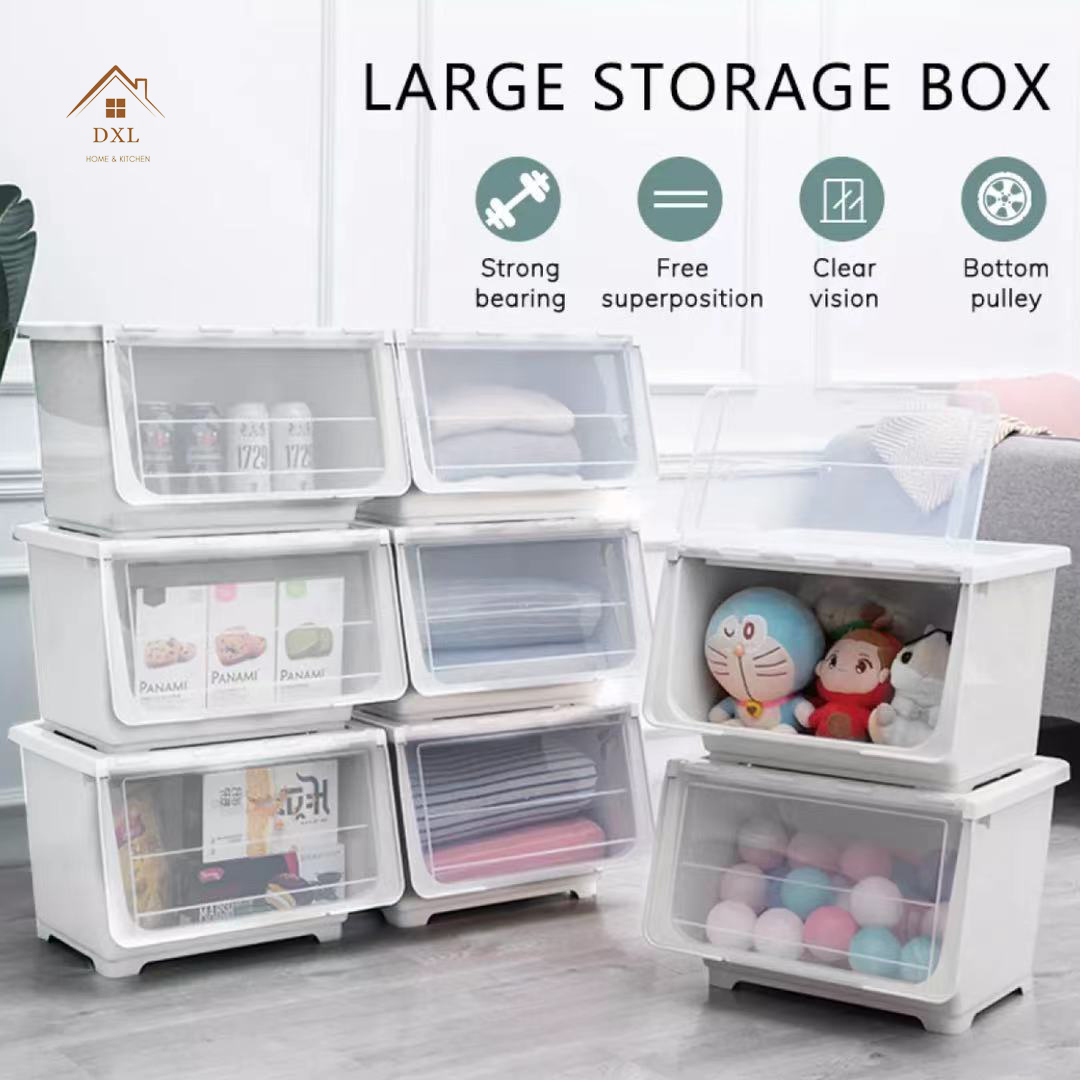 Shop Folding Plastic Storage Boxes Five Door With Wheels Side-open ...