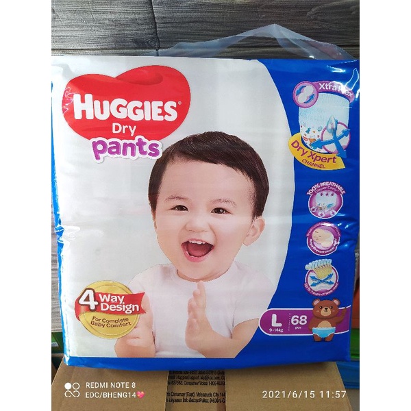 Huggies Pants Large diaper 68pcs 4ways design