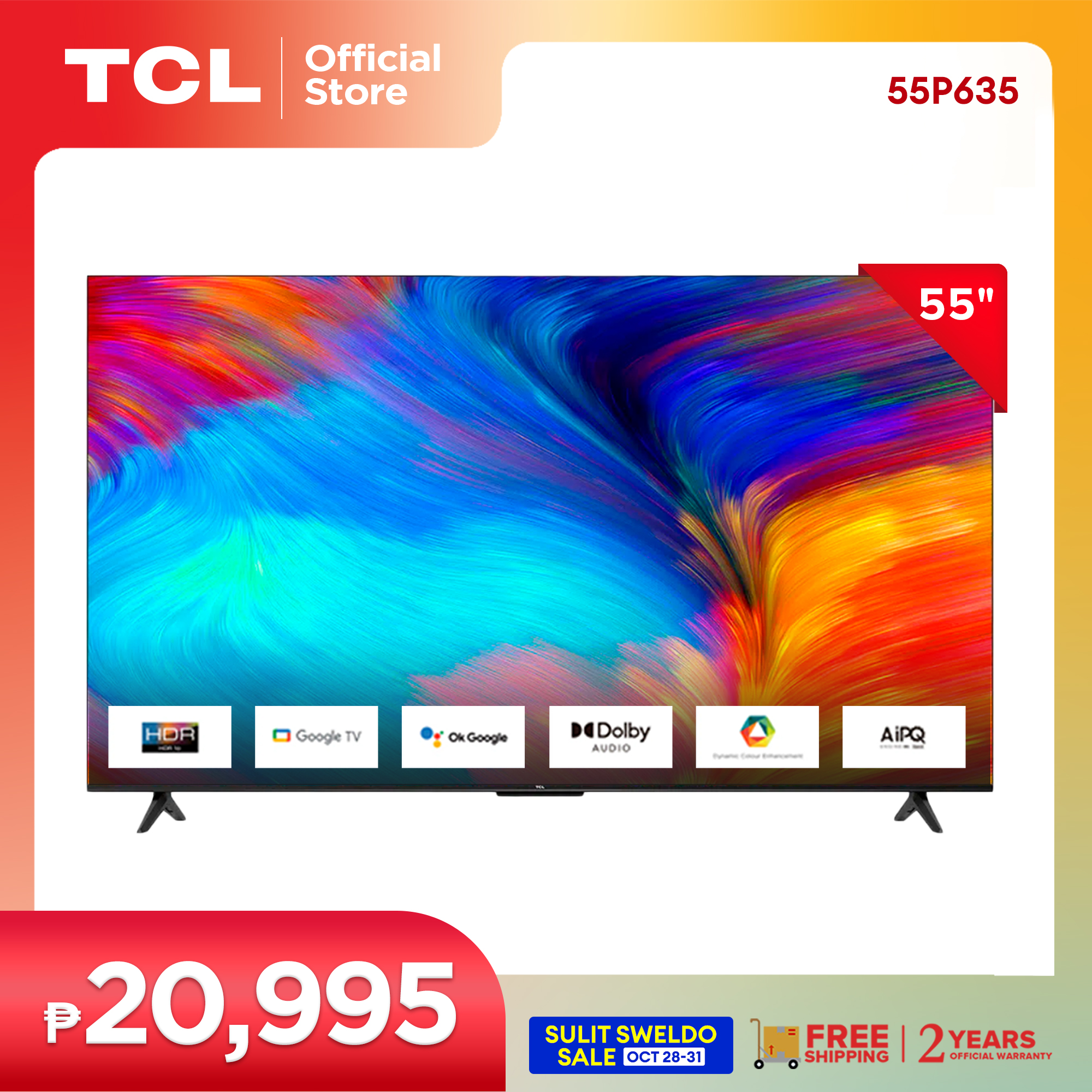 TCL 55 Inch 4K Smart Android TV - 55P635 (HDR, Netflix, YouTube ...