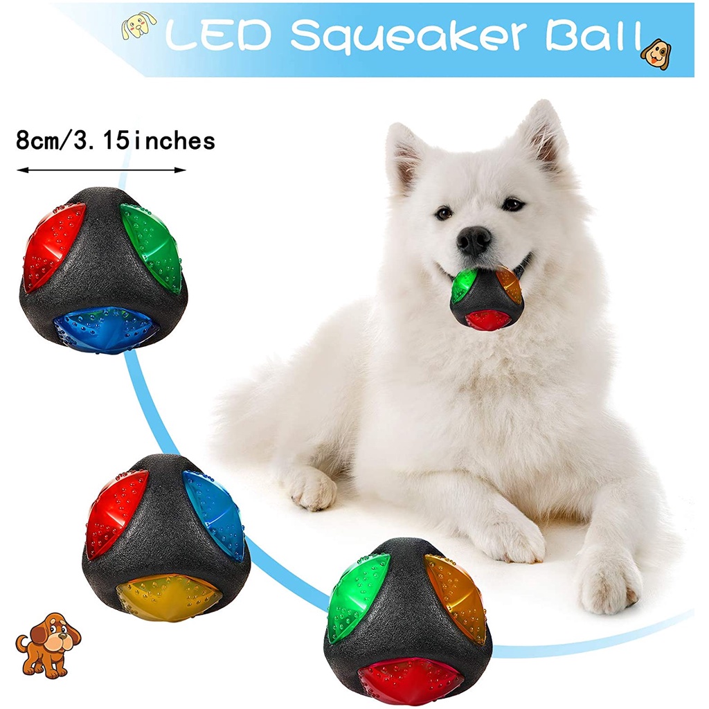 Pet Supplies Pieces Light Up Dog Ball Elastic Flashing Ball Glowing ...