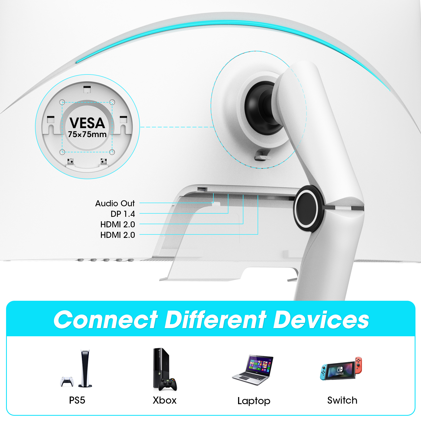 KOORUI GN10 27″ Gaming Monitor (powered by HKC) VA/Mini-LED Screen Type,Cool Gray Color, 75 x ...