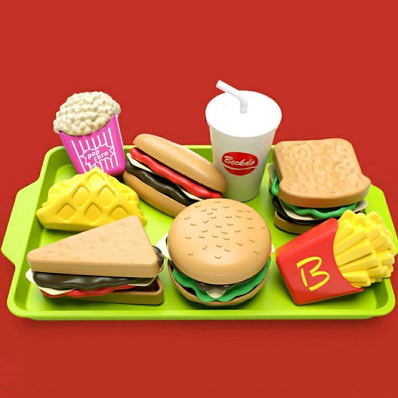 Happy Little Chef Kitchen Toys Play House Mini Burger And Fries Set ...
