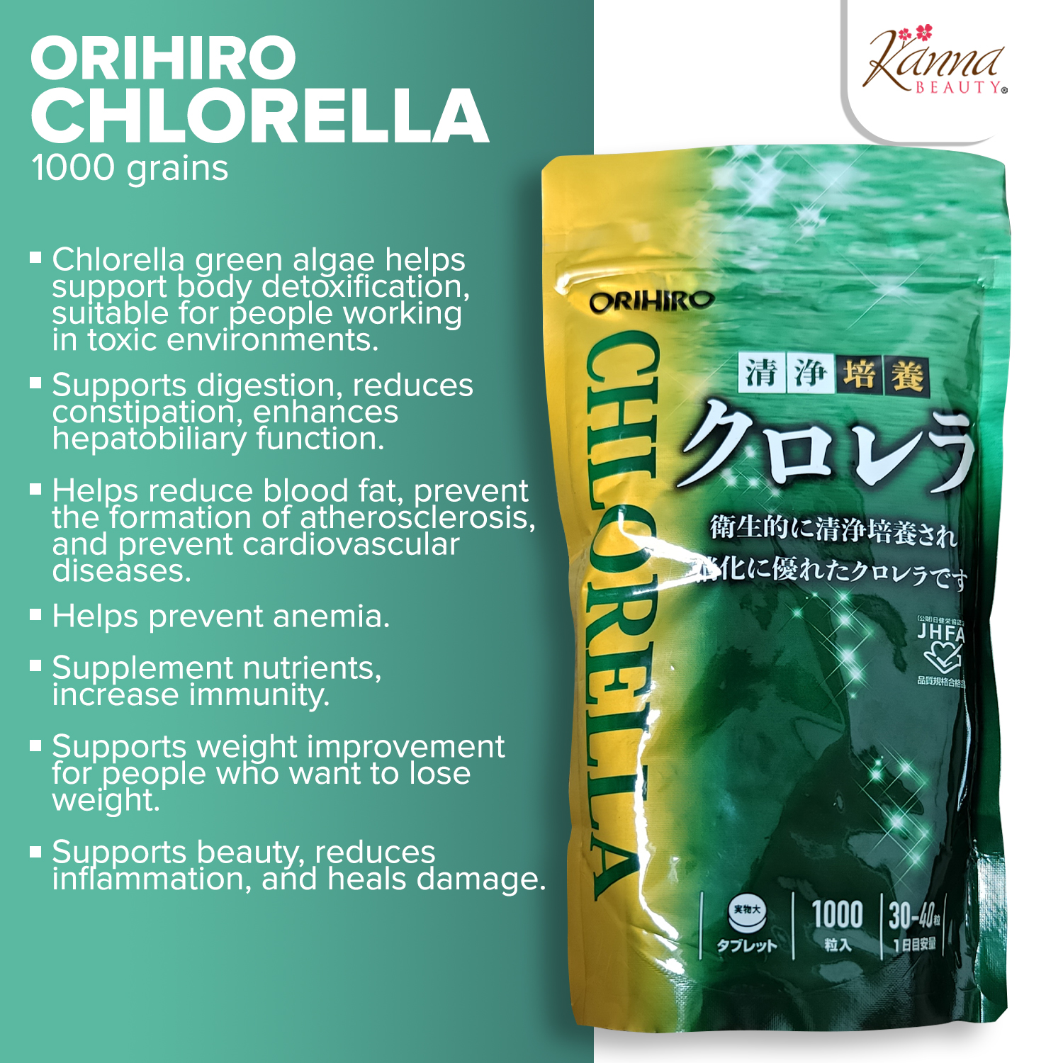 Orihiro clean cultured Chlorella green algae 1000 tablets – Kanna Beauty