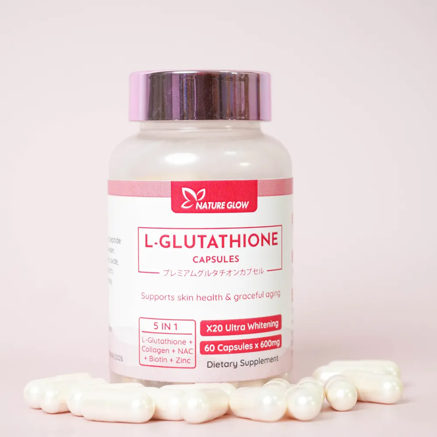 Nature Glow L-Glutathione Capsule Support Skin Health, Anti Aging - 60 ...