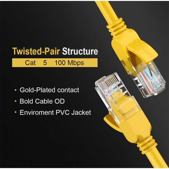 UGREEN CAT5 UTP LAN Ethernet Yellow Cable 1000Mbps Gigabit RJ45 Patch ...