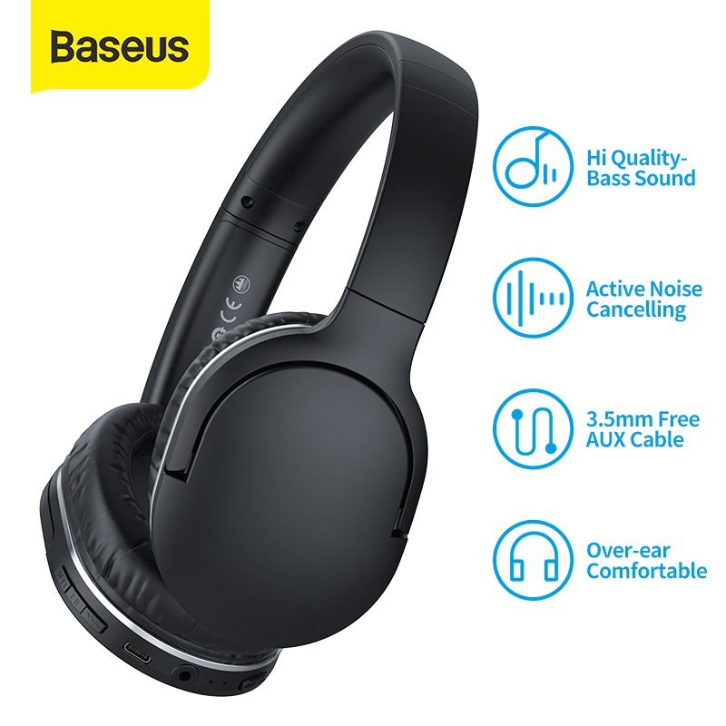 Baseus D02 Pro Wireless Headphones Stereo Surround Bass Built-in Mic ...