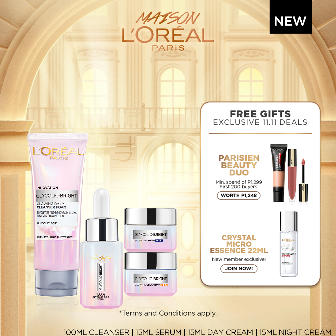 NEW LOreal Paris Glycolic Bright Instant Glowing Range Glycolic Acid ...