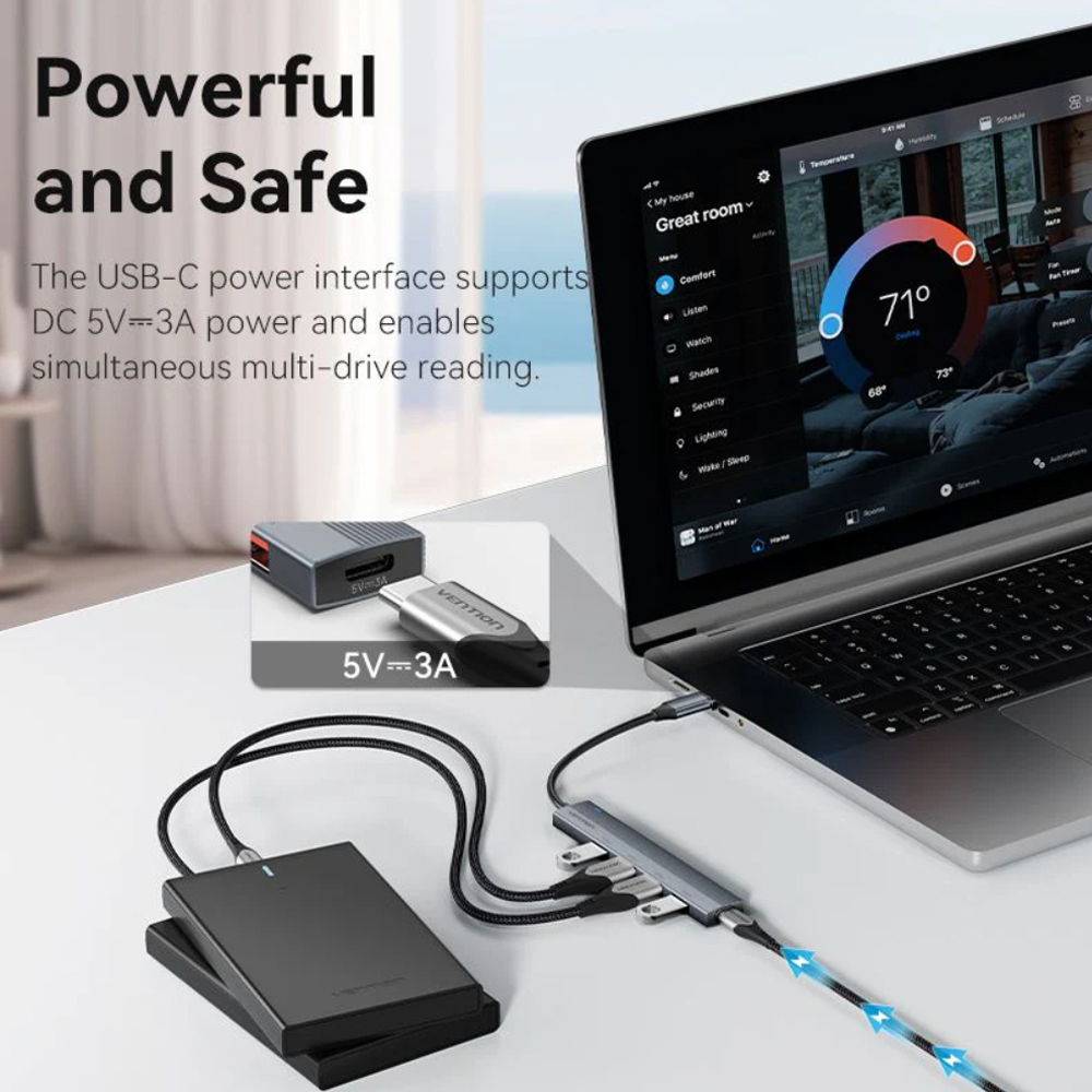 Vention USB 3.2 Gen 2 Hub with Type C Power Supply Port, 10Gbps High-S ...
