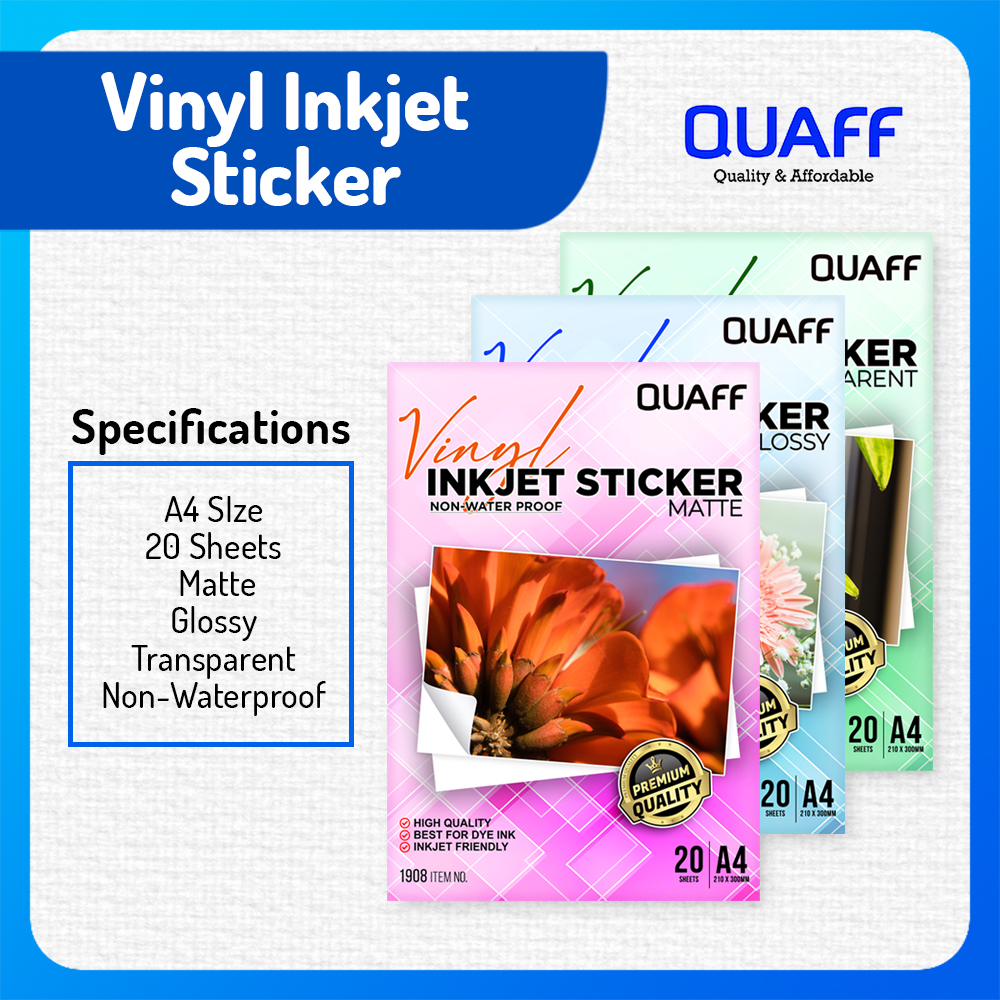 Shop Quaff A4 Size Waterproof Pet Sticker & Pearl Sticker | Aluminum ...