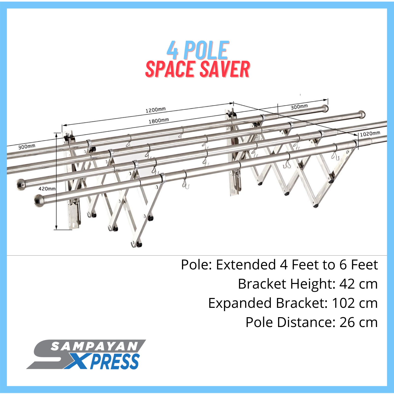 Sampayan Stainless Steel 3Poles/4 Poles Extendable/non-retractable ...