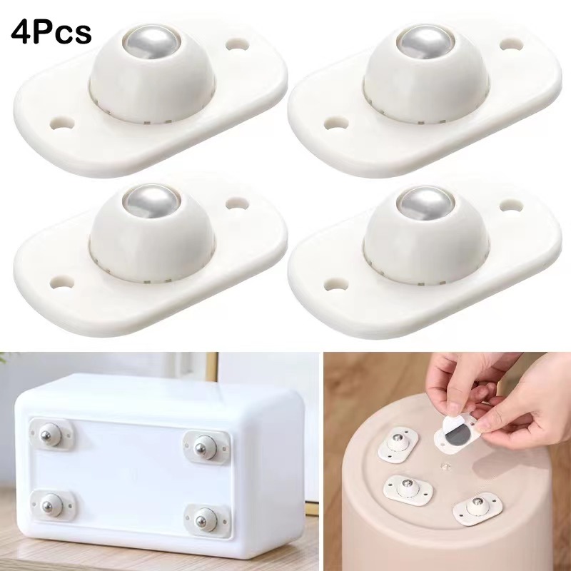 4PCs Self Adhesive Universial Wheels Casters 360° Rotatable Ball Pulley ...