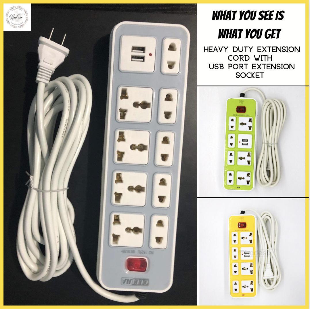 HORYE Heavy Duty Extension Cord with USB Port Extension Socket (4 ...