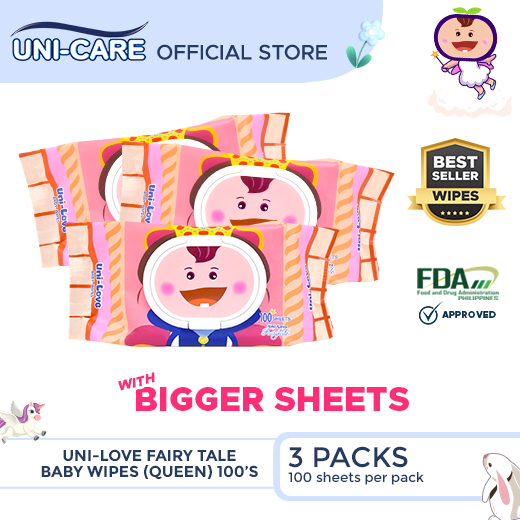 UniLove Fairytale Baby Wipes (Queen) 100's Pack of 3