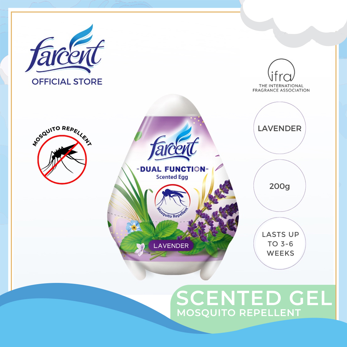 Farcent Scented Egg + Mosquito Repellent Lavender 170g