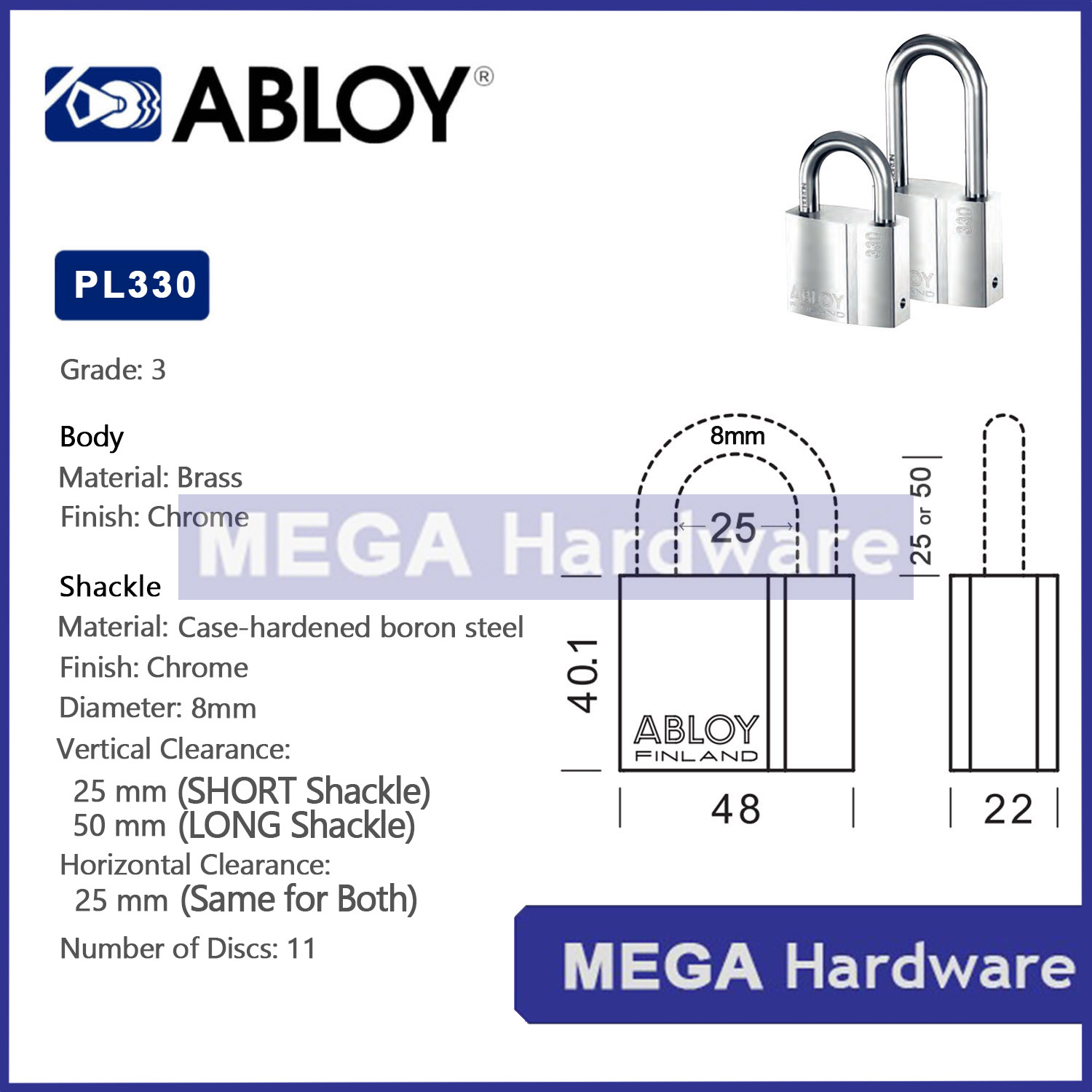 ABLOY PROTEC PADLOCK PL340/25 Products Mechanic International | atelier ...