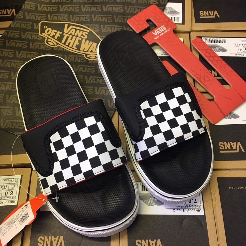 Vans UltraCush Slide-On (Checkerboard) Black/True White Men's 12, Women ...