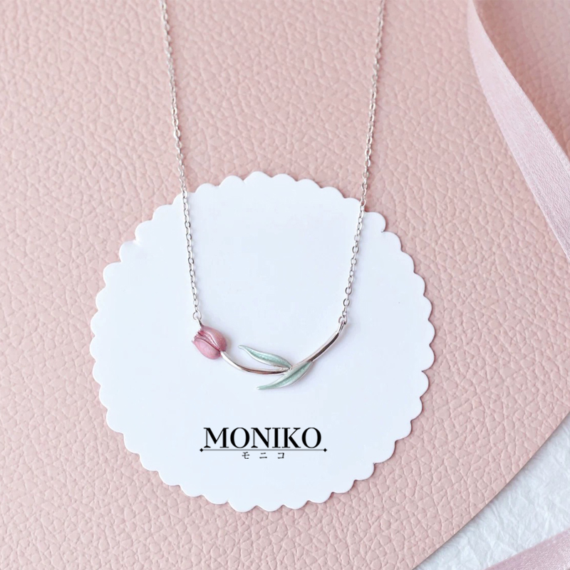 MONIKO Original Design Silver Pink Tulip Necklace Couture Jewelry ...