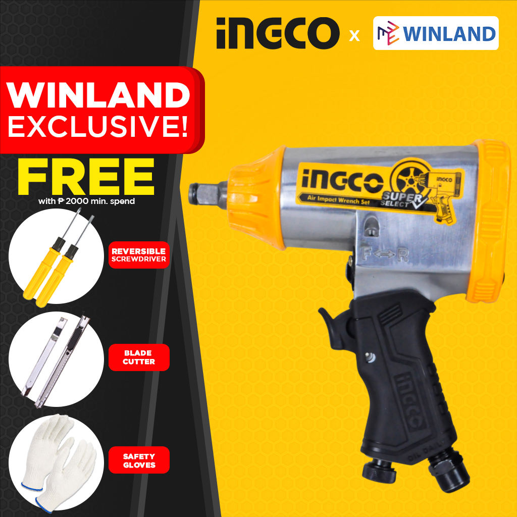 INGCO Air Impact Wrench Set 1/2 Inch Drive 90PSi Pneumatic, 46% OFF