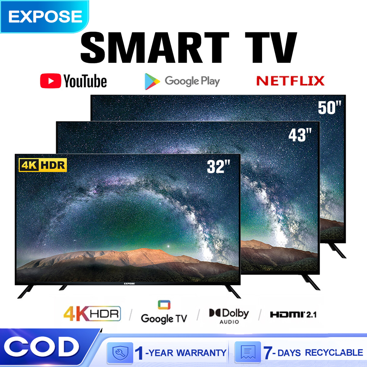 EXPOSE TV 43/32/50 inch smart TV 4K Ultra High Definition Smart TV ...