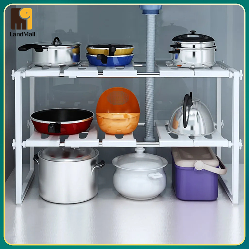 Shop 2 Layers Foldable Kitchen Storage Rack Cosmetic Desk Organizer ...