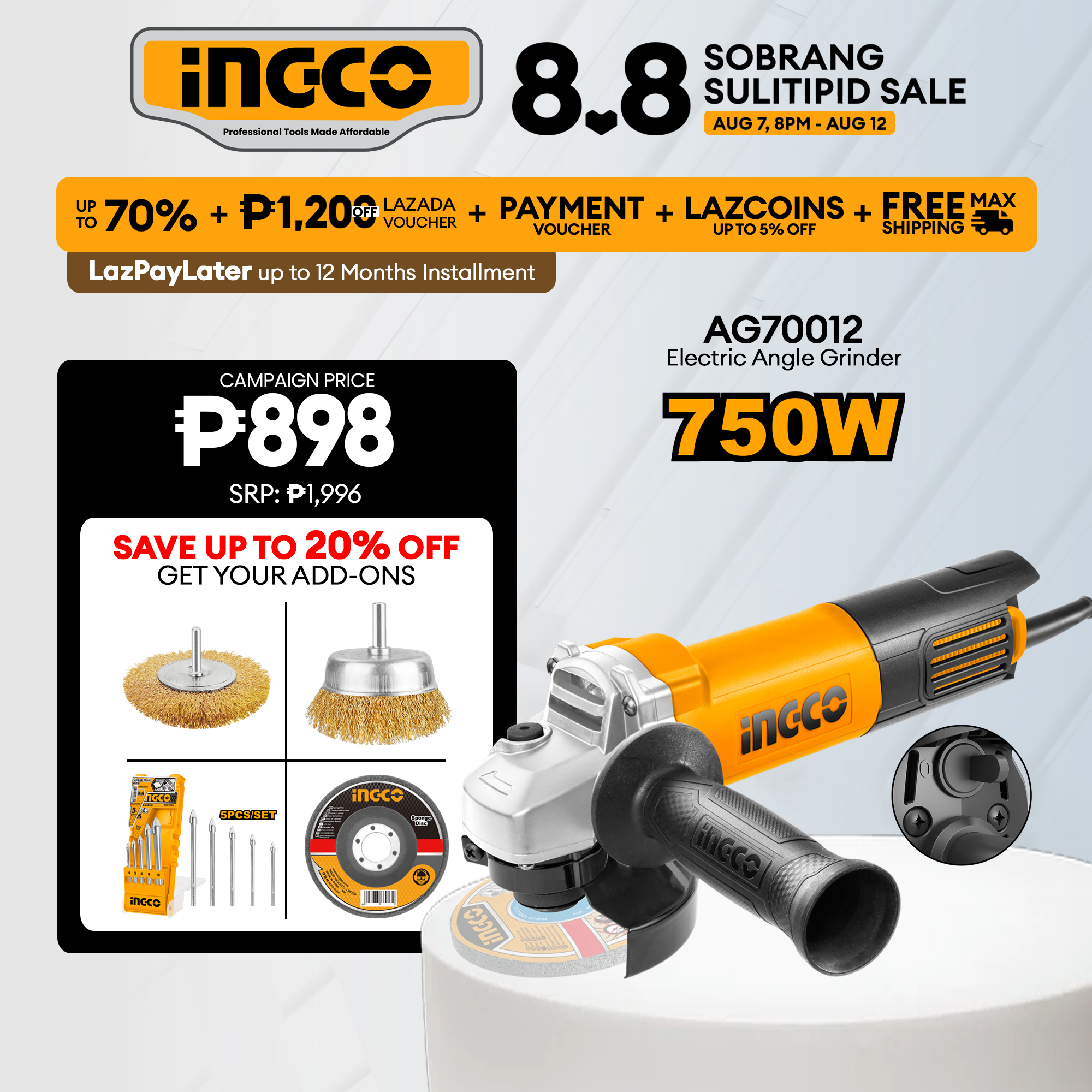 Buy Ingco Cordless Angle Grinder online | Lazada.com.ph