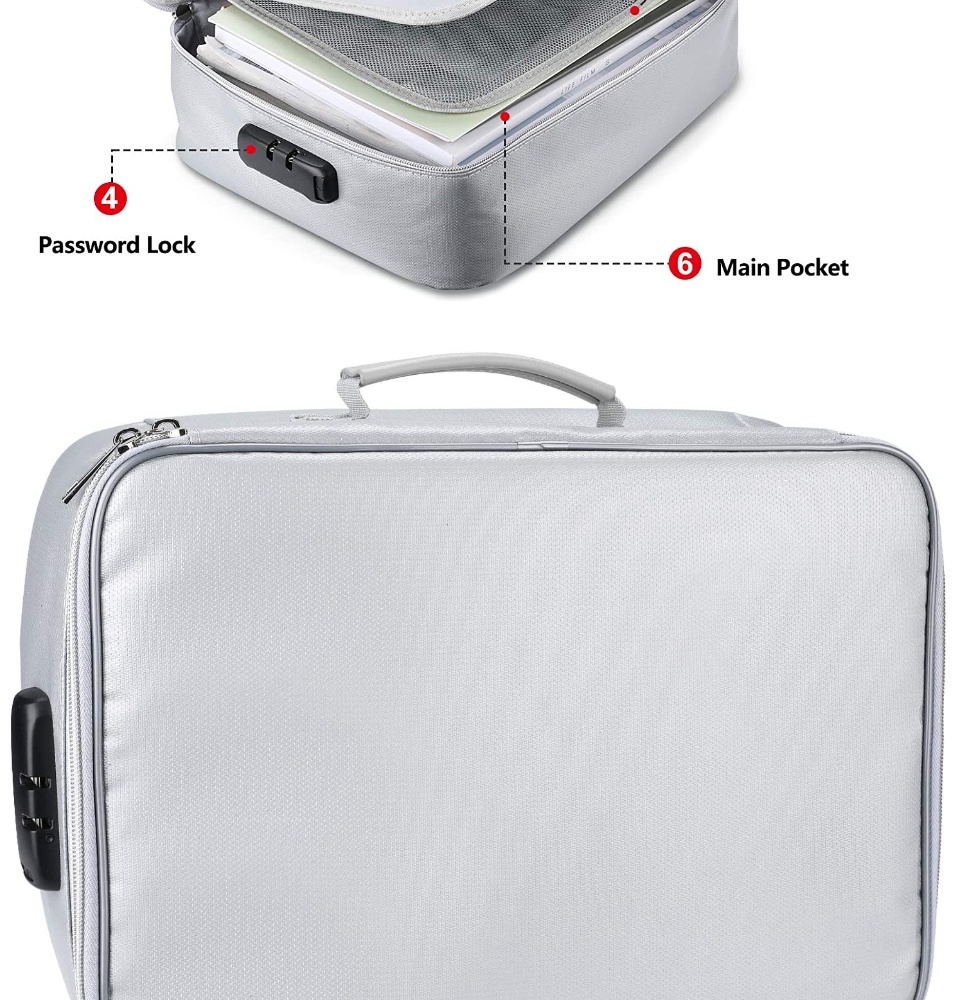 Fireproof Document Bag File Storage Bags With Lock/Without Lock Zipper ...